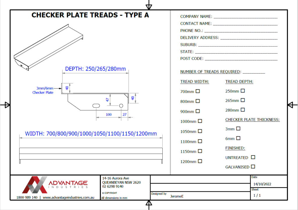 Checker Plate Tread - Type A - Advantage Industries