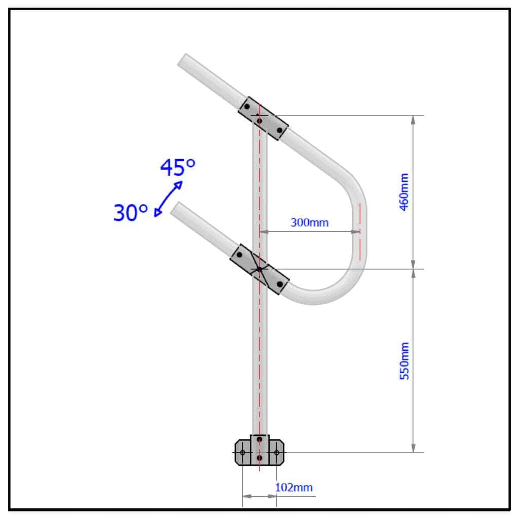 2 Pipe Railing Stair Bottom Posts - Side Mount - Advantage Industries