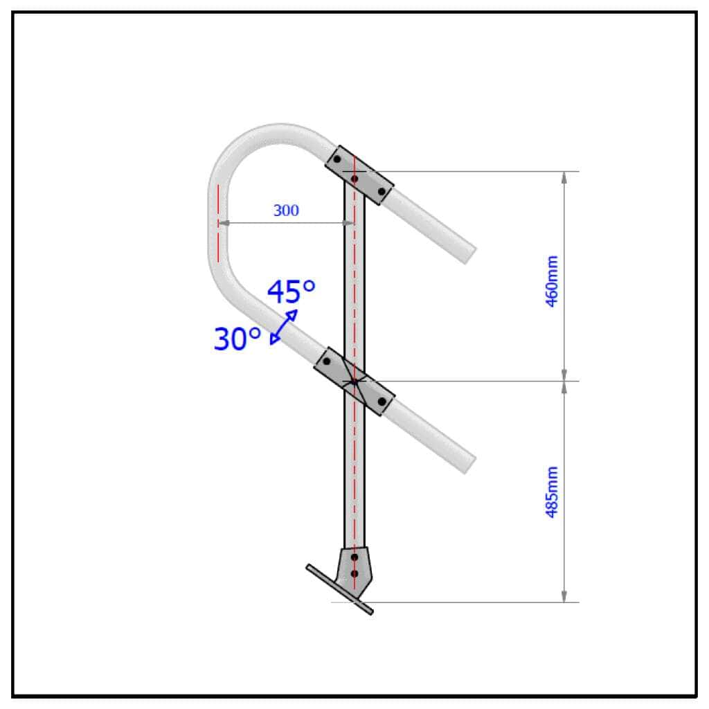 2 Pipe Railing Stair Top Posts - Angle Mount - Advantage Industries