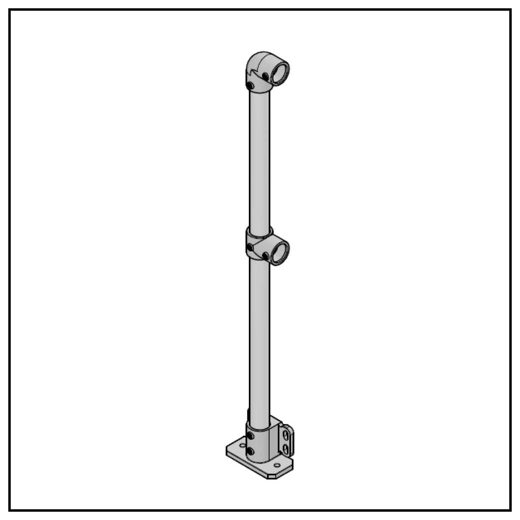 2 Pipe + Kick Plate Railing End Posts - Advantage Industries