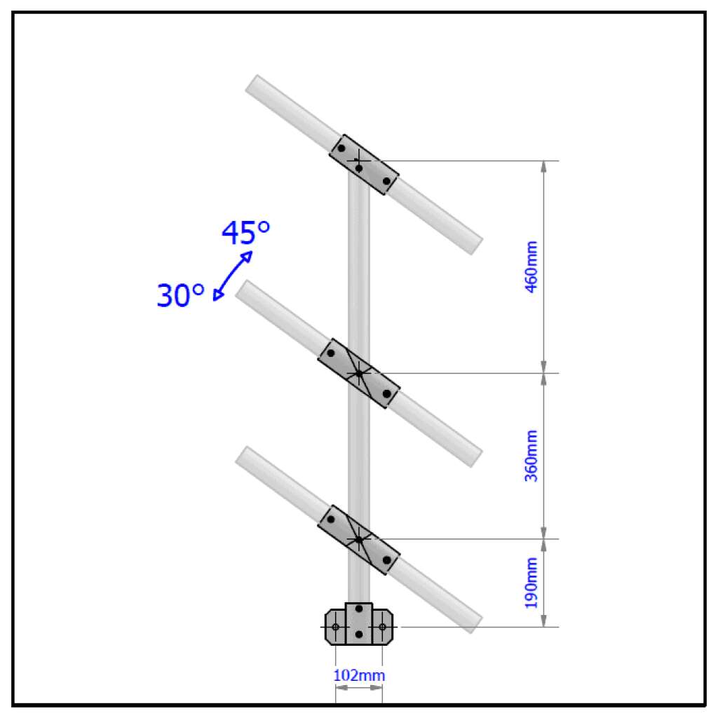 3 Pipe Railing Stair Intermediate Posts - Side Mount - Advantage Industries