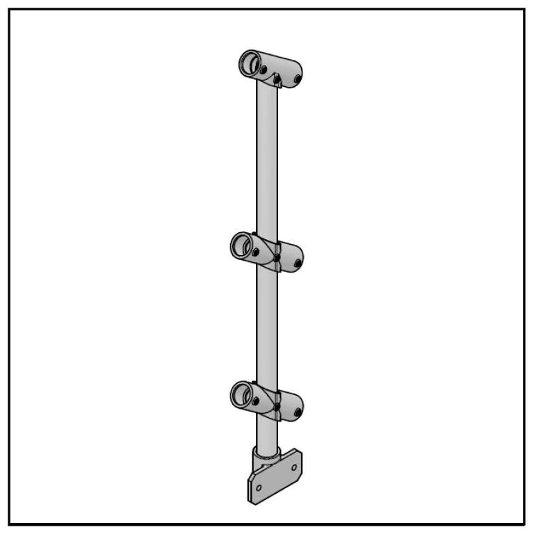 3 Pipe Railing Stair Intermediate Posts - Side Mount - Advantage Industries