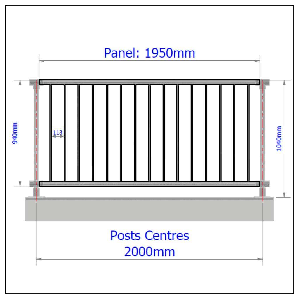 Balustrade Panel -1950mm - Advantage Industries